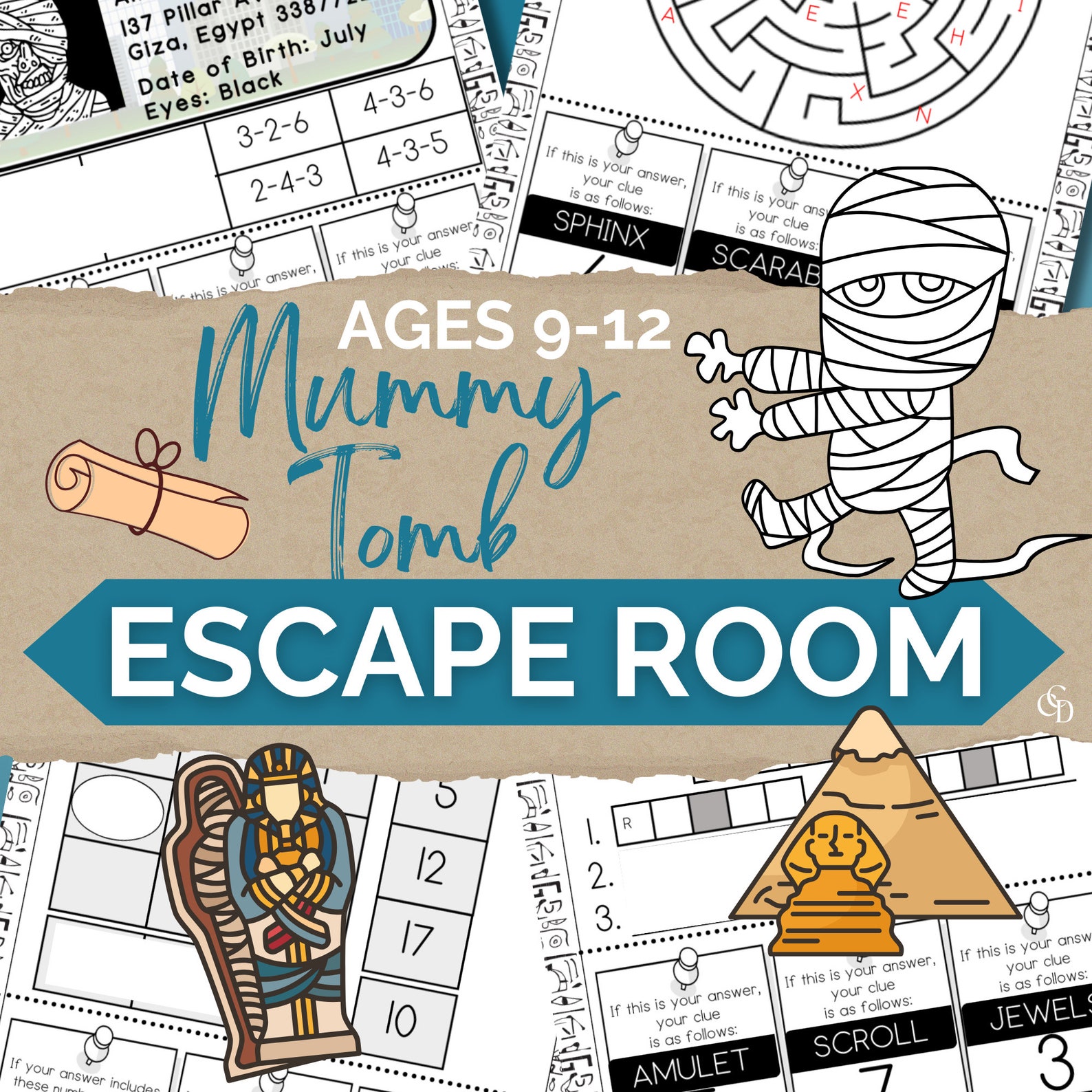 Mummy Tomb Escape Rooms for Kids, Printable Party Game, HALLOWEEN Theme ...