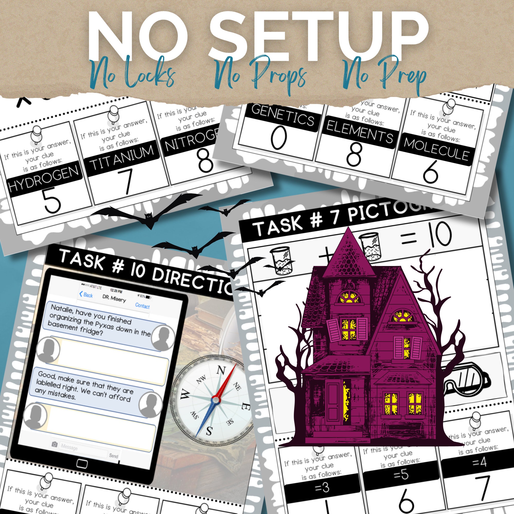 Halloween Escape Rooms for Kids, Printable Party Game, Zombie Theme ...