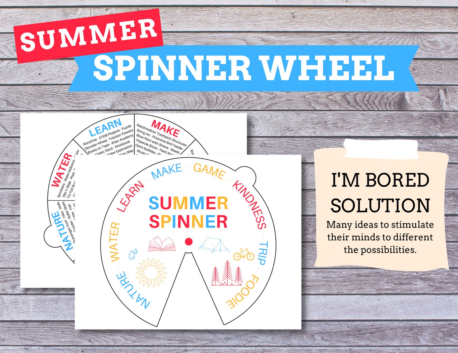 Summer Spinner Wheel, Printable to Do List, Summer Checklist, Kids to ...