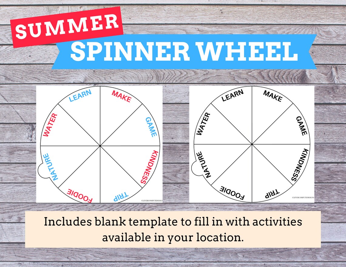 Summer Spinner Wheel, Printable to Do List, Summer Checklist, Kids to ...