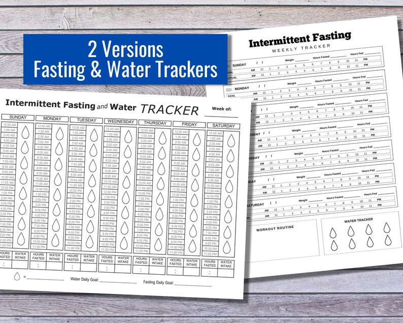 Intermittent Fasting Tracker Water Tracker Weekly Fasting Tracker ...