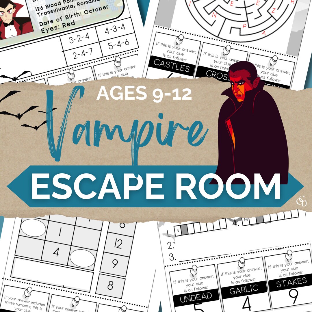 Vampire Escape Rooms for Kids, Printable Party Game, HALLOWEEN Theme ...