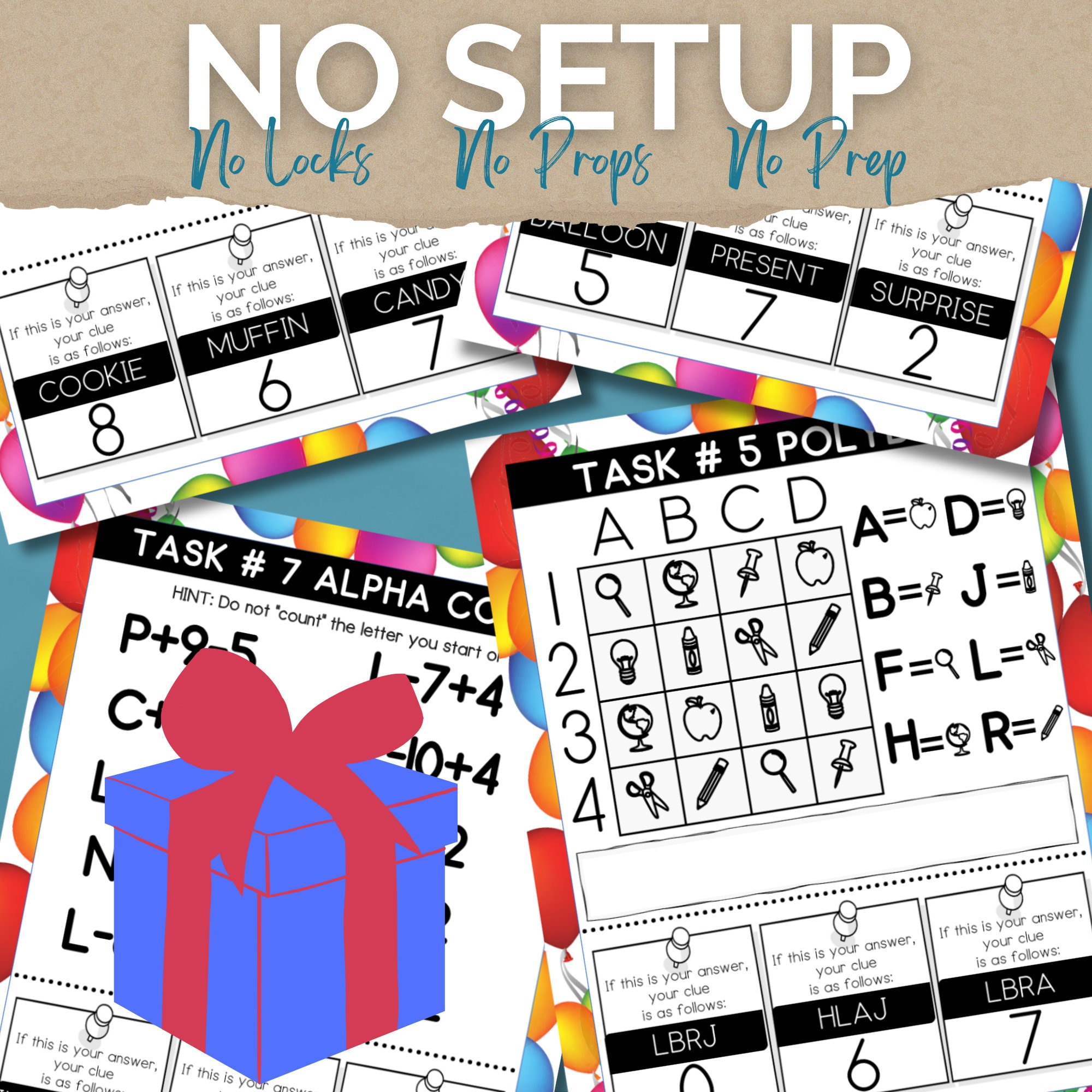 Birthday Escape Rooms for Kids, Printable Party Game, BIRTHDAY Theme ...