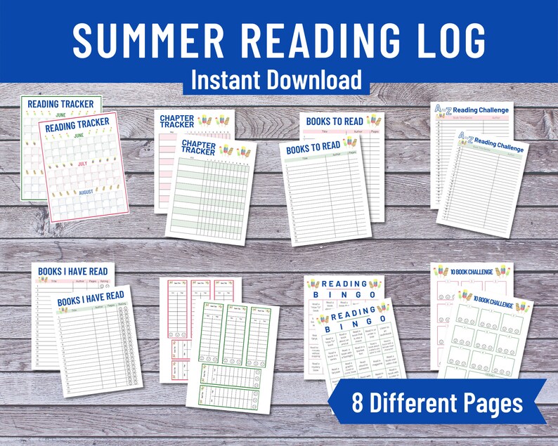 Summer Reading Log Summer Reading Chart Summer Reading - Etsy