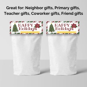 PRINTABLE Happy Holidays Bag Topper, Christmas Treat Bag Topper ...