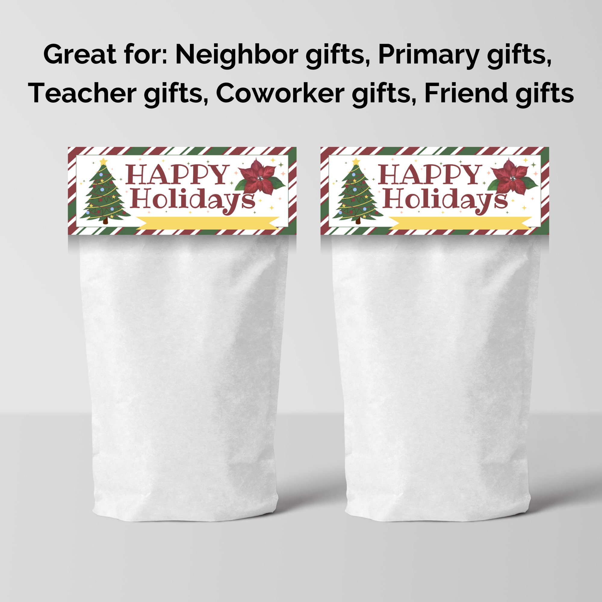 PRINTABLE Happy Holidays Bag Topper, Christmas Treat Bag Topper ...