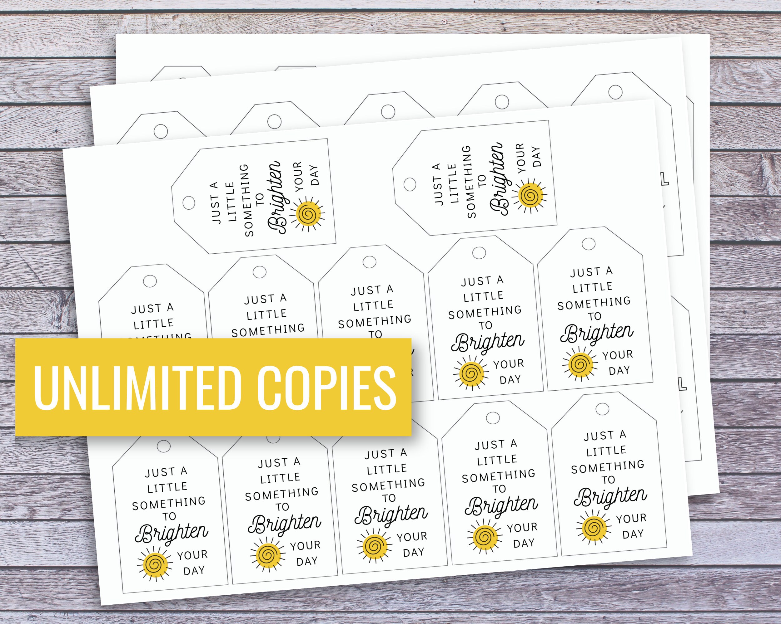 Brighten Your Day Gift Tag Thinking of You Printable Tag Digital ...