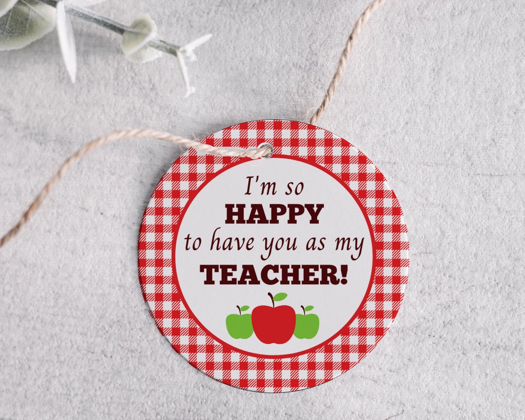 Happy Teacher, Apple Gift Tag, Red Gingham Check BTS, Apple for the ...