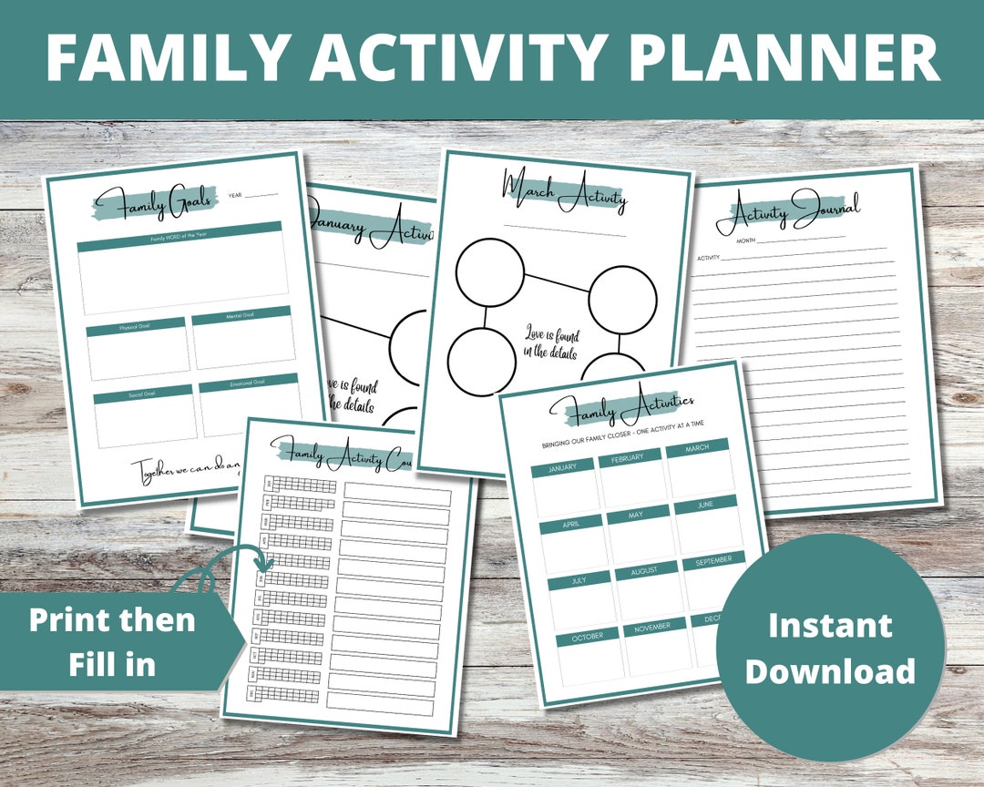 Family Calendar, Activity Planner, Year of Family Dates, Family ...