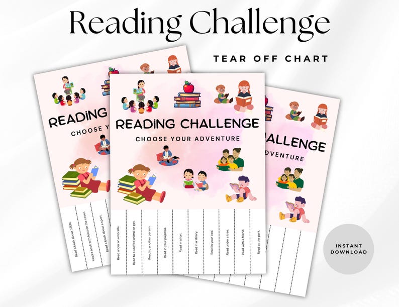 Reading Challenge, Summer Reading Tracker for Kids, Tear off Flyer ...