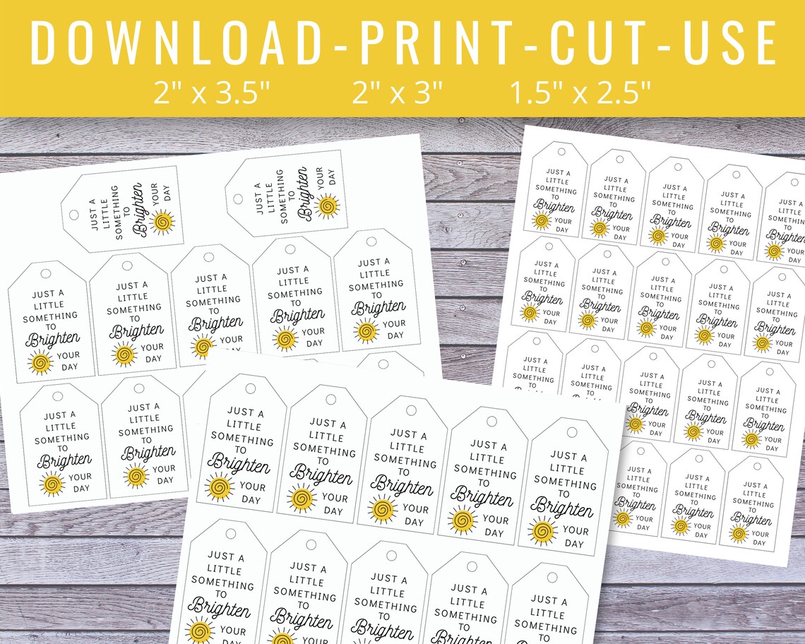 Brighten Your Day Gift Tag Thinking of You Printable Tag Digital ...