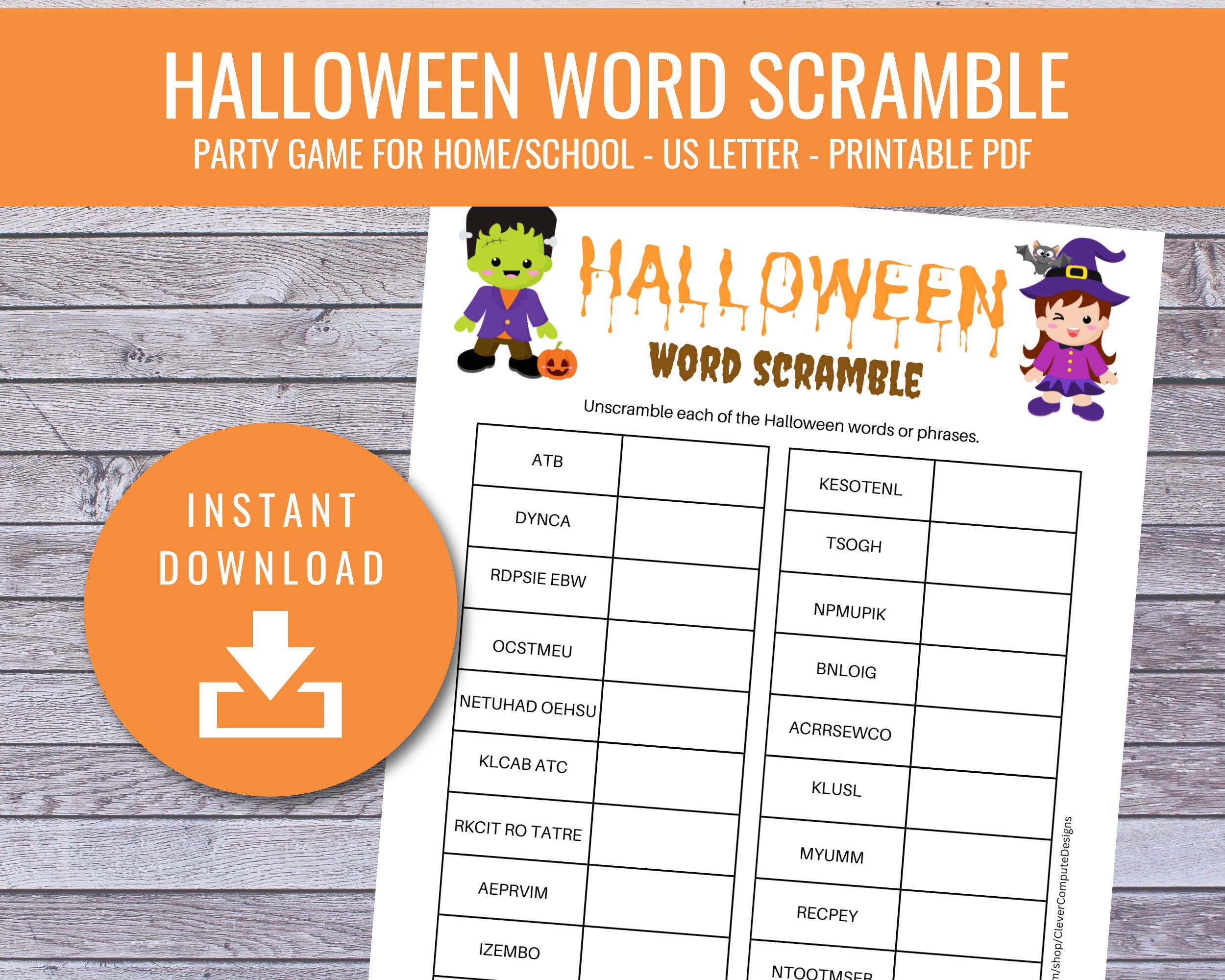 Halloween Word Scramble Halloween Party Games Halloween - Etsy