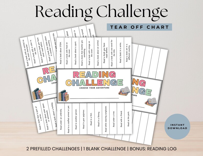 Reading Tracker for Kids – Tear-off Printable Reading Challenge Chart ...
