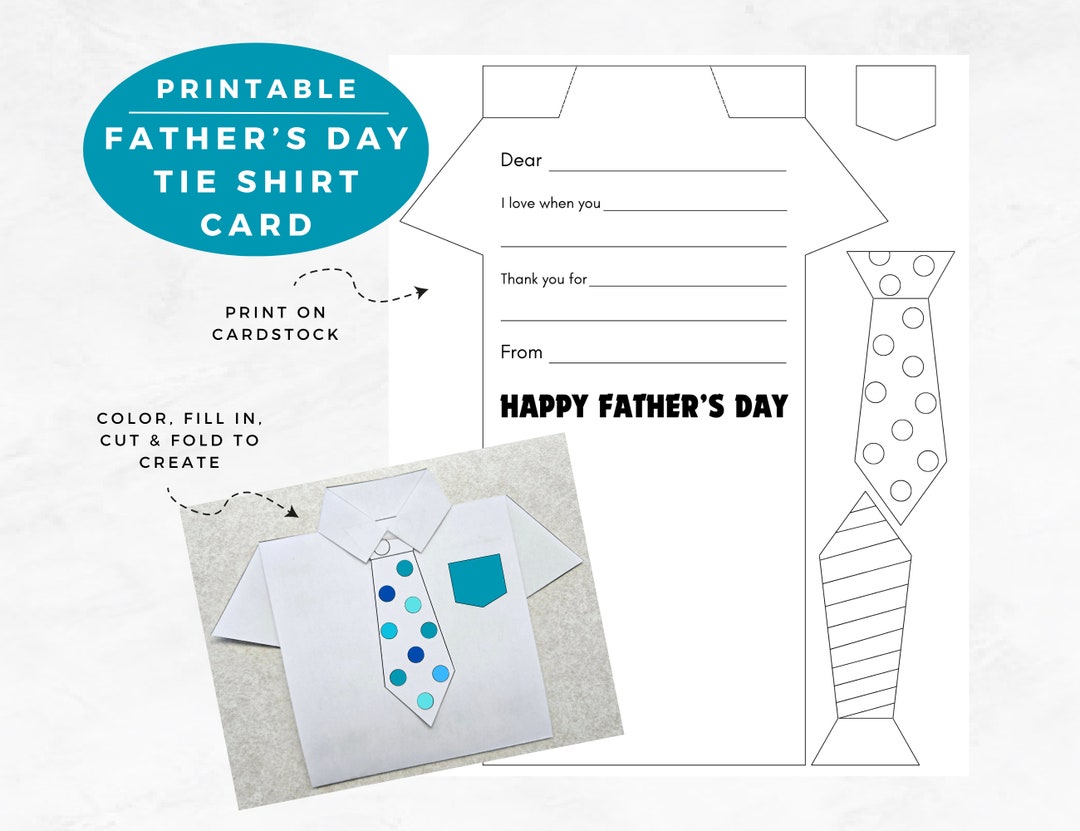 Father’s Day Tie Card Printable | DIY Card From Kids | Color & Fill-in ...