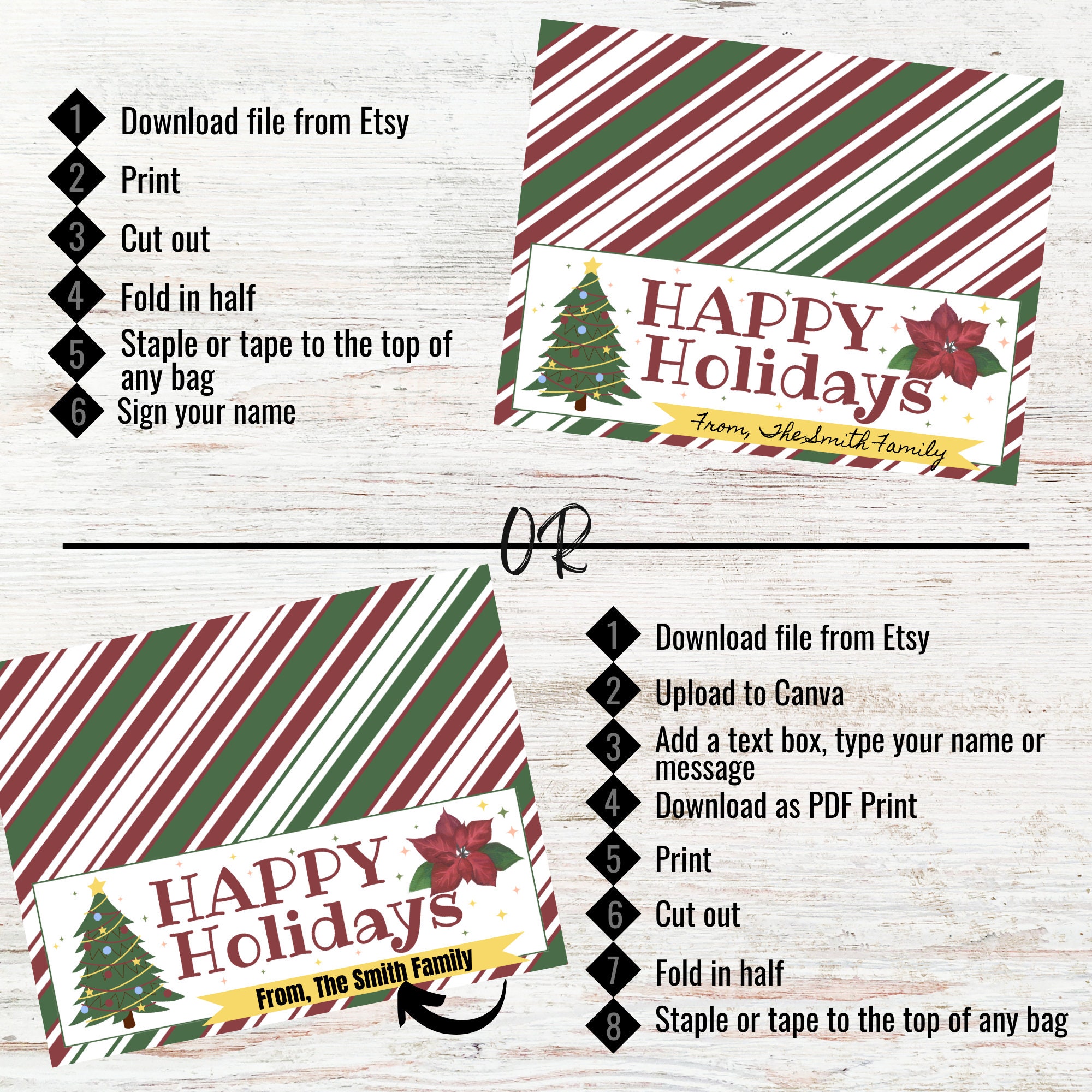 PRINTABLE Happy Holidays Bag Topper, Christmas Treat Bag Topper ...