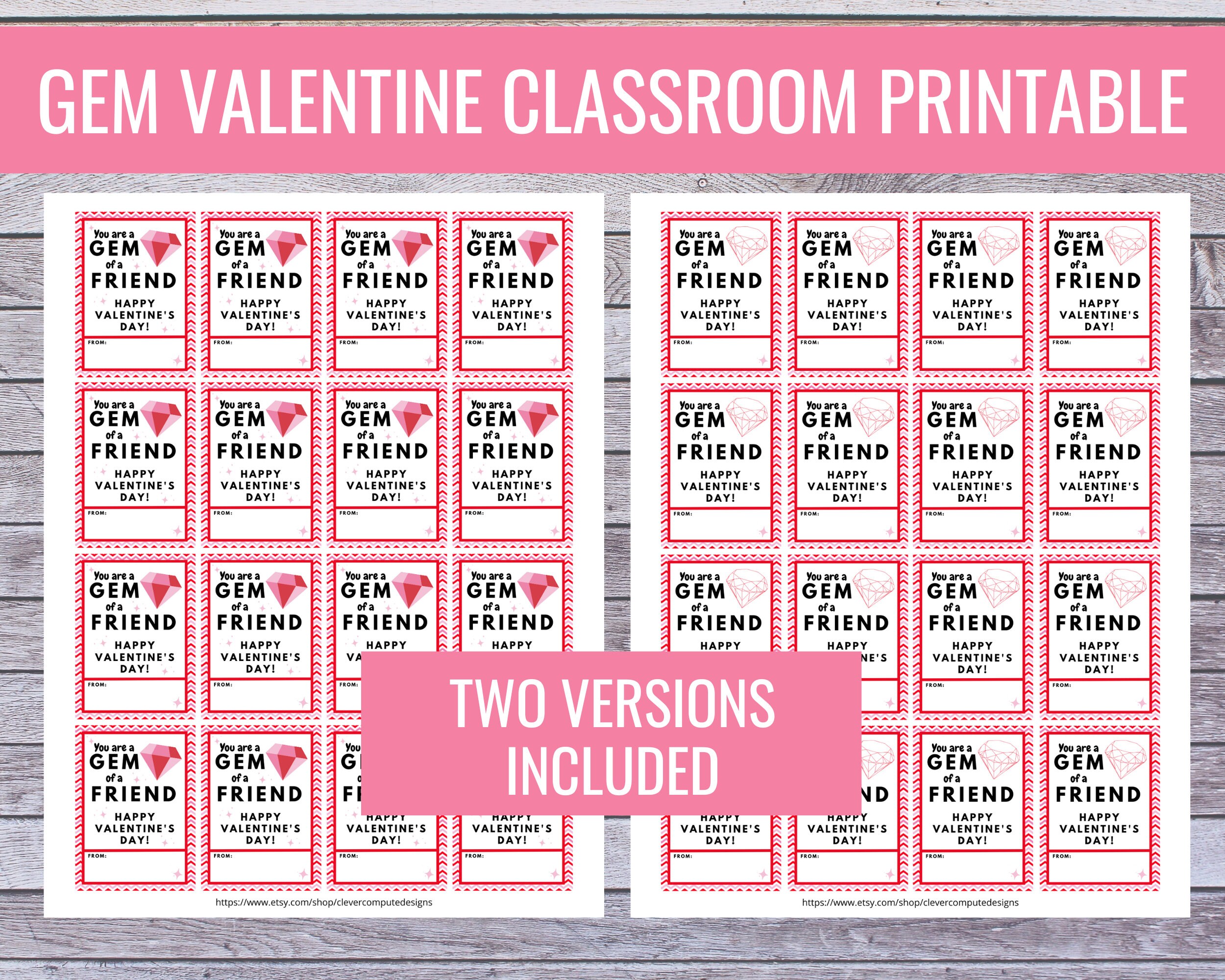 Editable Gem Valentine Printable, Valentine Treats, Classroom ...