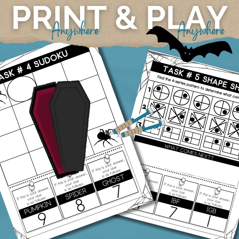 Vampire Escape Rooms for Kids, Printable Party Game, HALLOWEEN Theme ...