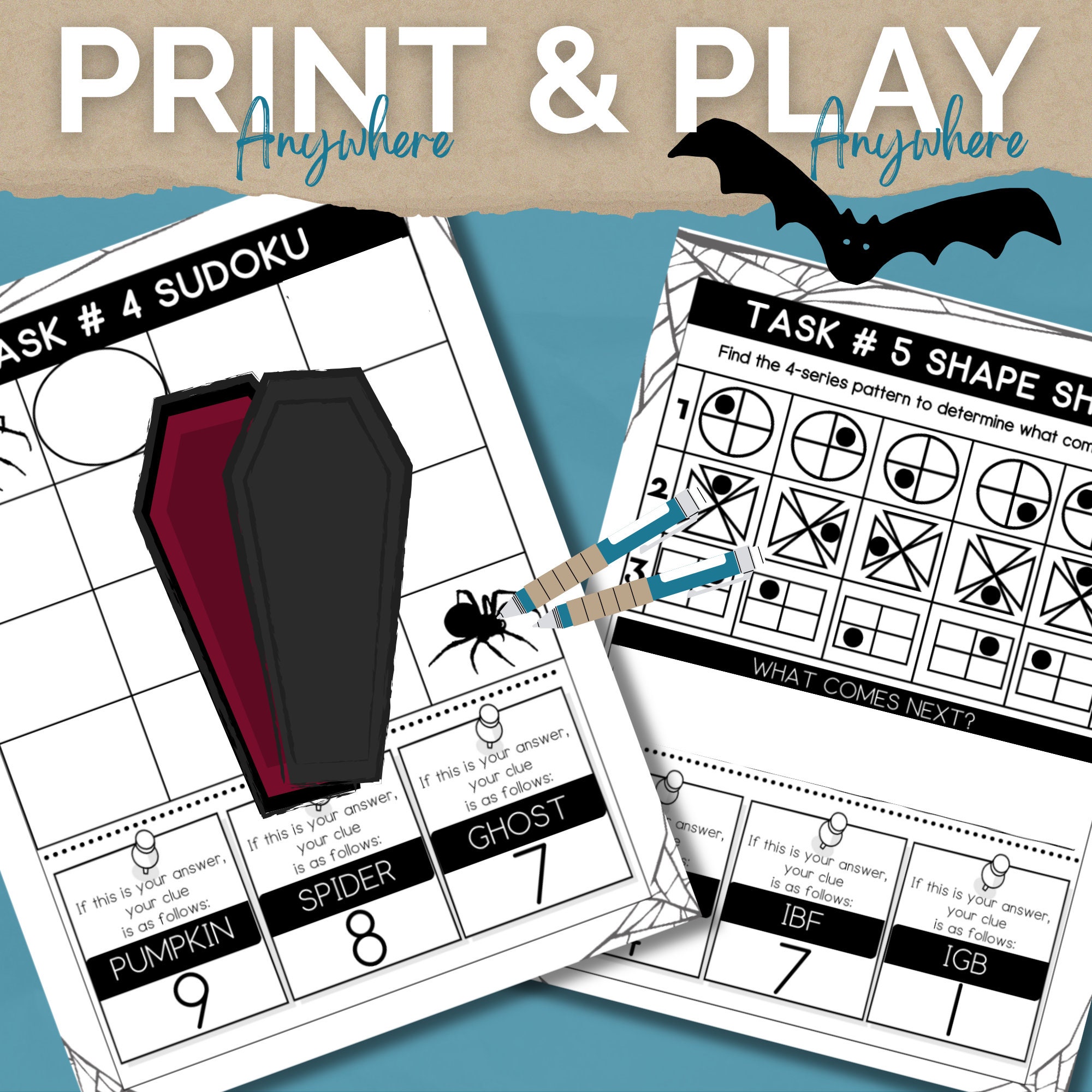 Vampire Escape Rooms for Kids, Printable Party Game, HALLOWEEN Theme ...