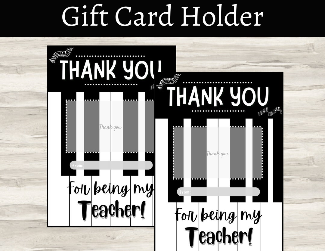 Piano Teacher Gift Card Holder, Last Minute Gift for Kids, Appreciation ...