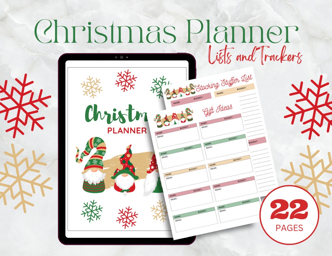 Gnome Christmas Planner Printable, Gnome Holiday Planner, Gnome Gift ...