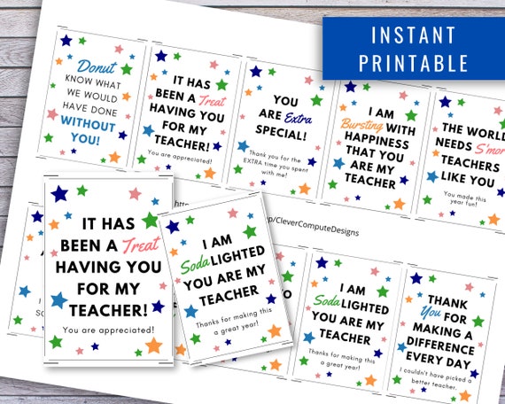 Teacher Appreciation Tags Appreciation Week Printable - Etsy