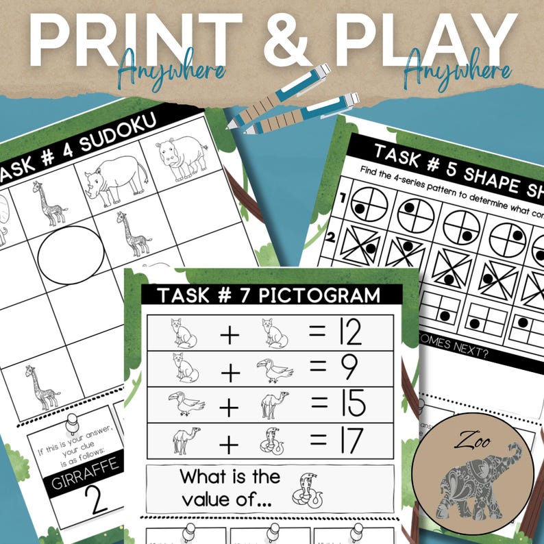 Zoo Escape Rooms for Kids, Printable Party Game, Mystery Puzzle Game ...