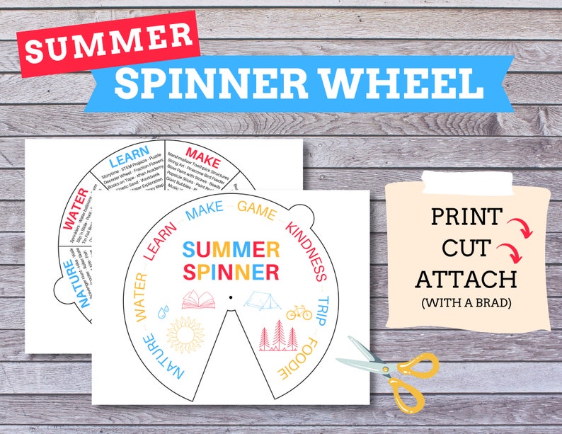 Summer Spinner Wheel, Printable to Do List, Summer Checklist, Kids to ...