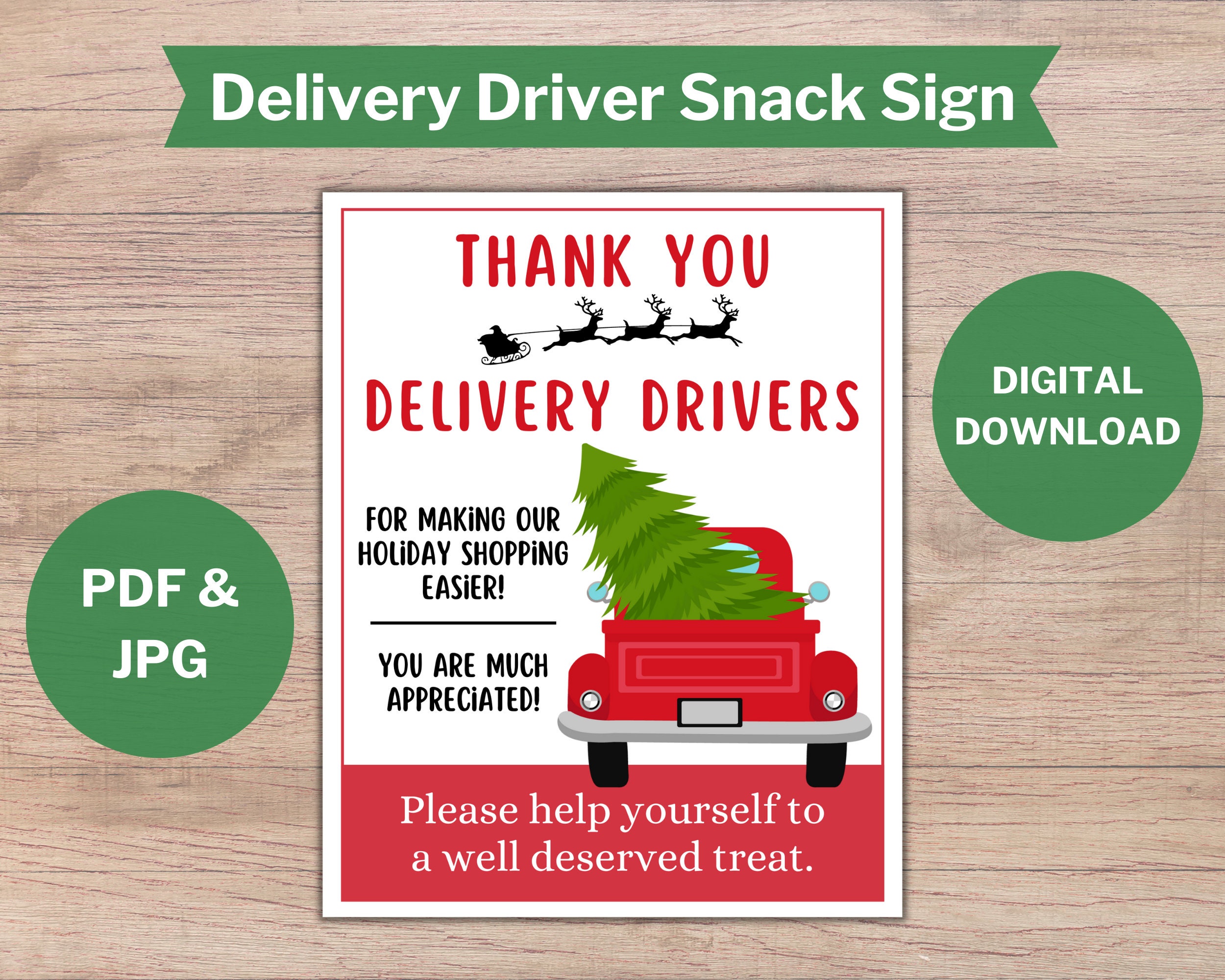 Printable Delivery Driver Thank You Sign, Christmas Delivery Driver ...