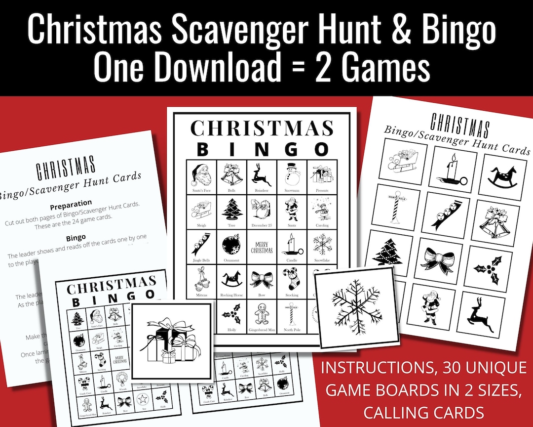 Christmas Bingo, Scavenger Hunt, Christmas Games, Christmas Printable ...