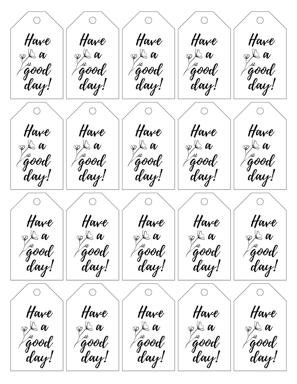 Have A Good Day Gift Tag Thinking of You Printable Tag Digital | Etsy