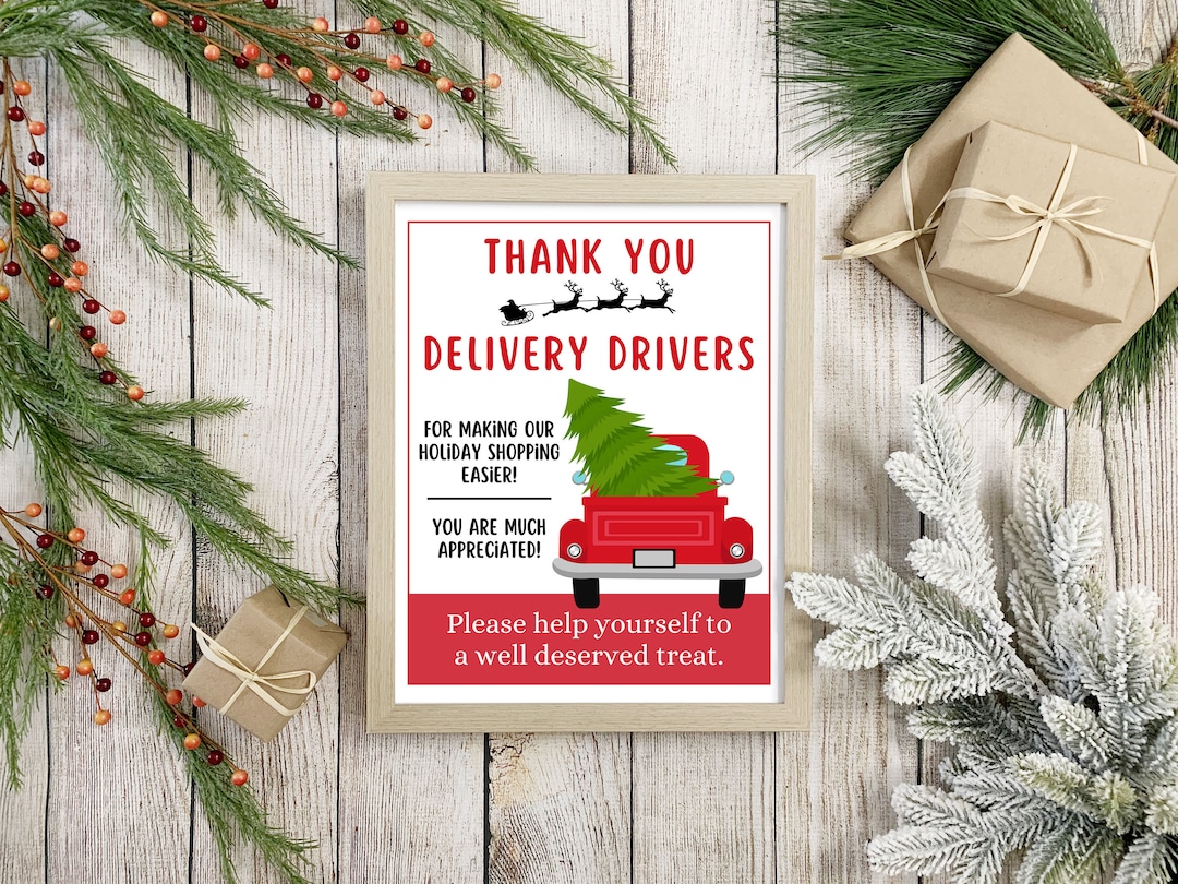 Printable Delivery Driver Thank You Sign, Christmas Delivery Driver ...