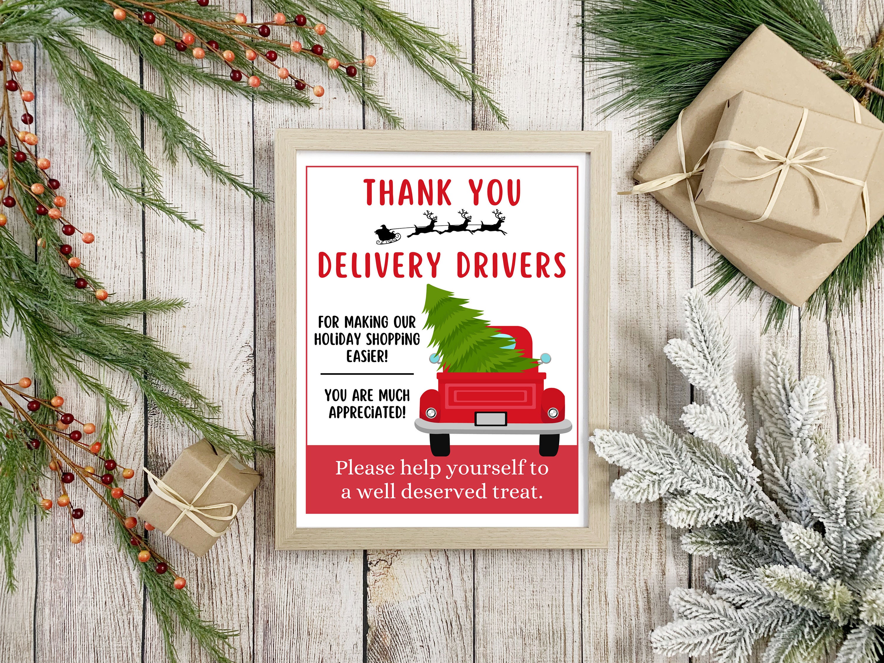 Printable Delivery Driver Thank You Sign, Christmas Delivery Driver ...