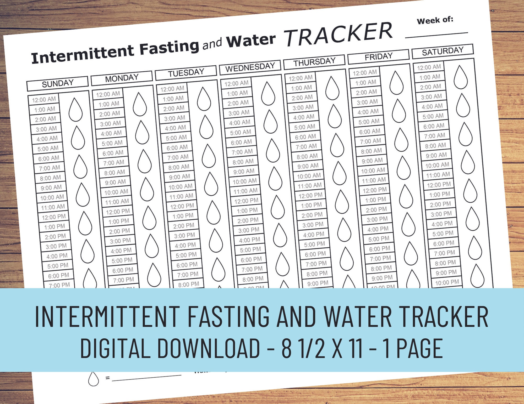Intermittent Fasting Tracker Water Tracker Weekly Fasting Tracker ...