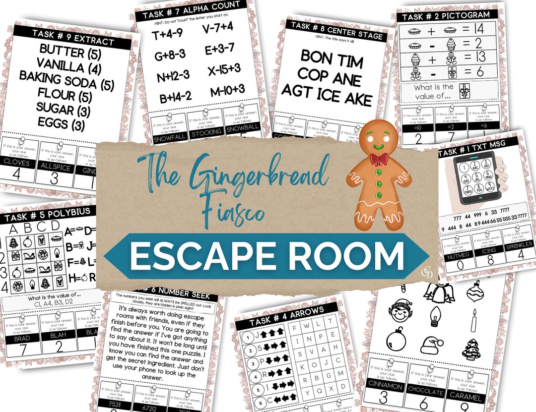 Christmas Escape Rooms for Kids, Printable Party Game, Gingerbread ...
