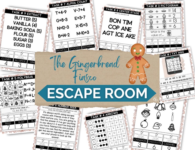 Christmas Escape Rooms for Kids, Printable Party Game, Gingerbread ...
