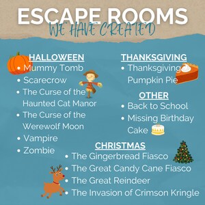 Birthday Escape Rooms for Kids, Printable Party Game, BIRTHDAY Theme ...