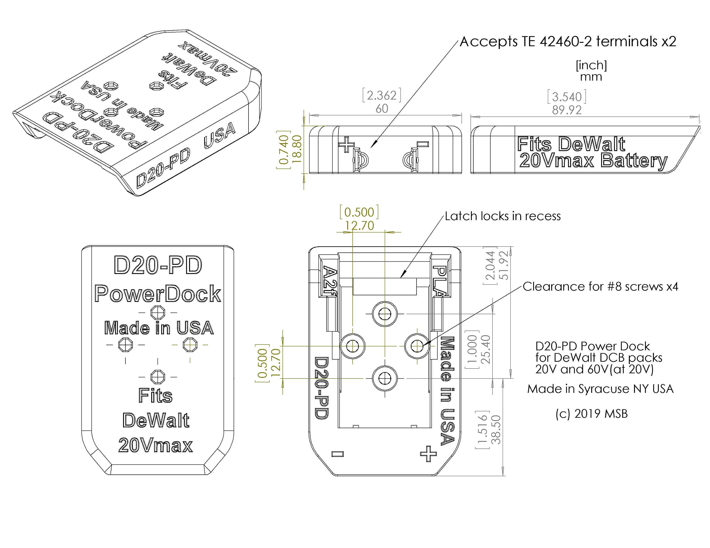 Power Dock for Dewalt D20 20V Battery Dewalt Power Mount - Etsy