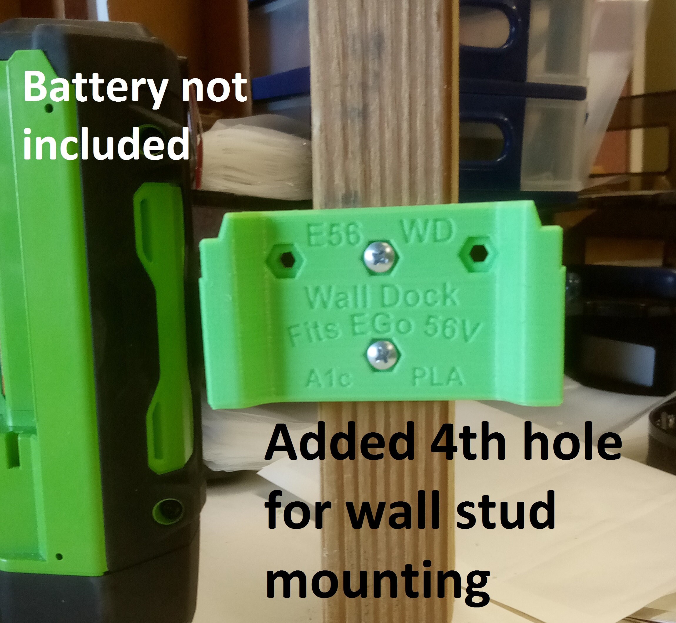 Ego 56V Battery Holder Mount Storage Wall Stud Mount - Lawn Mower ...