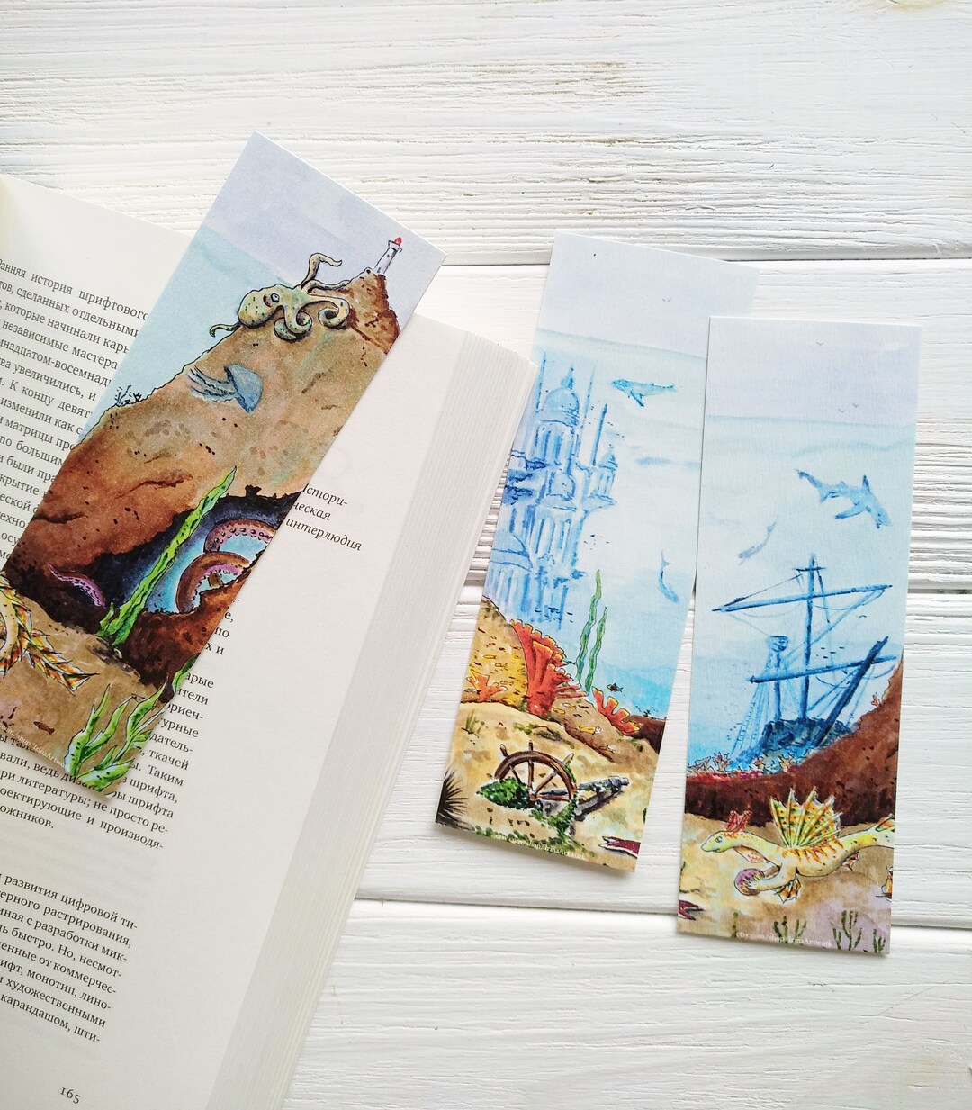 Set of 3 Bookmarks Under the Sea - Etsy