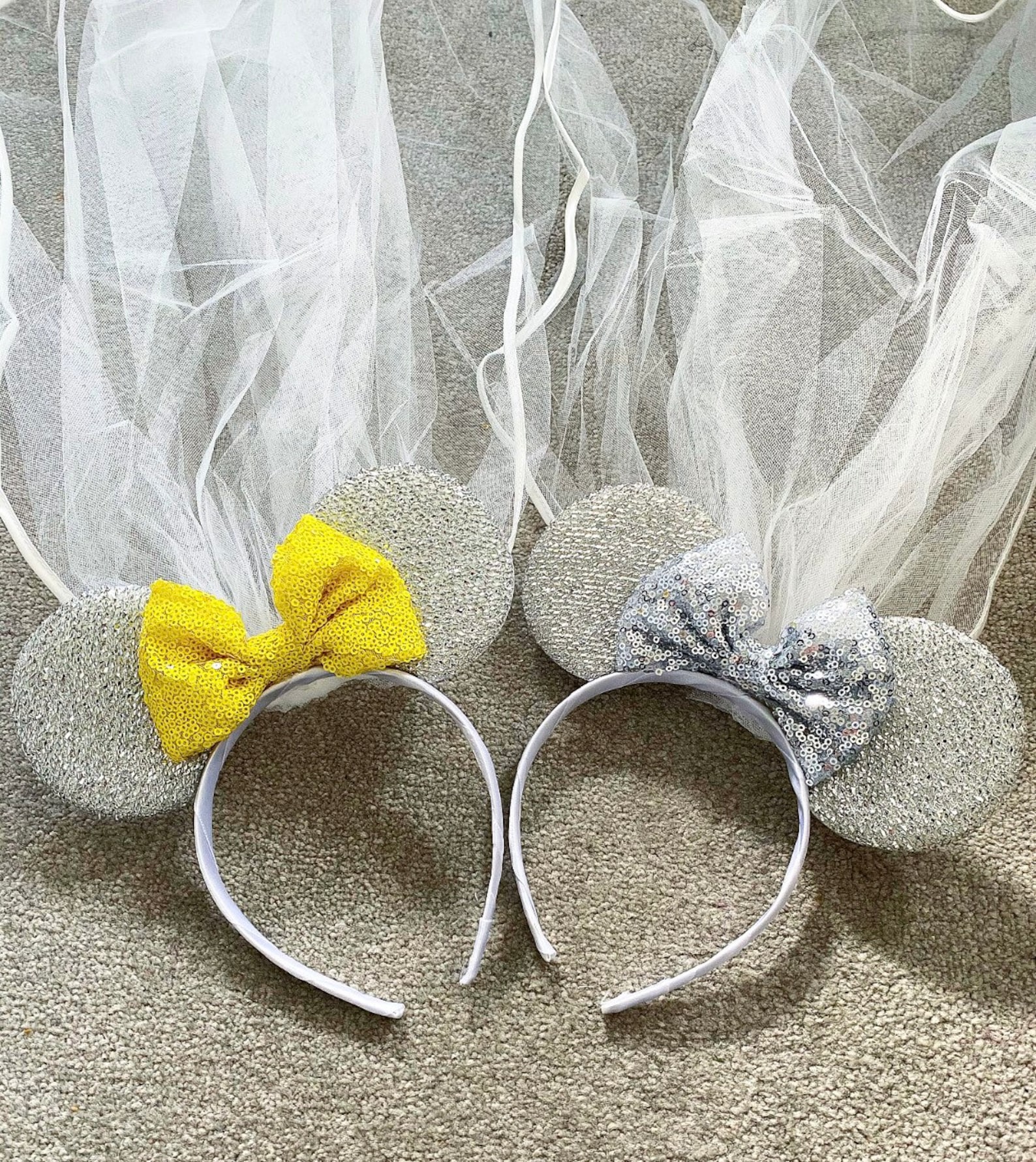 Disney Bride Ears With Veil and Any Sequin Bow DIY Bridal Party Hen ...