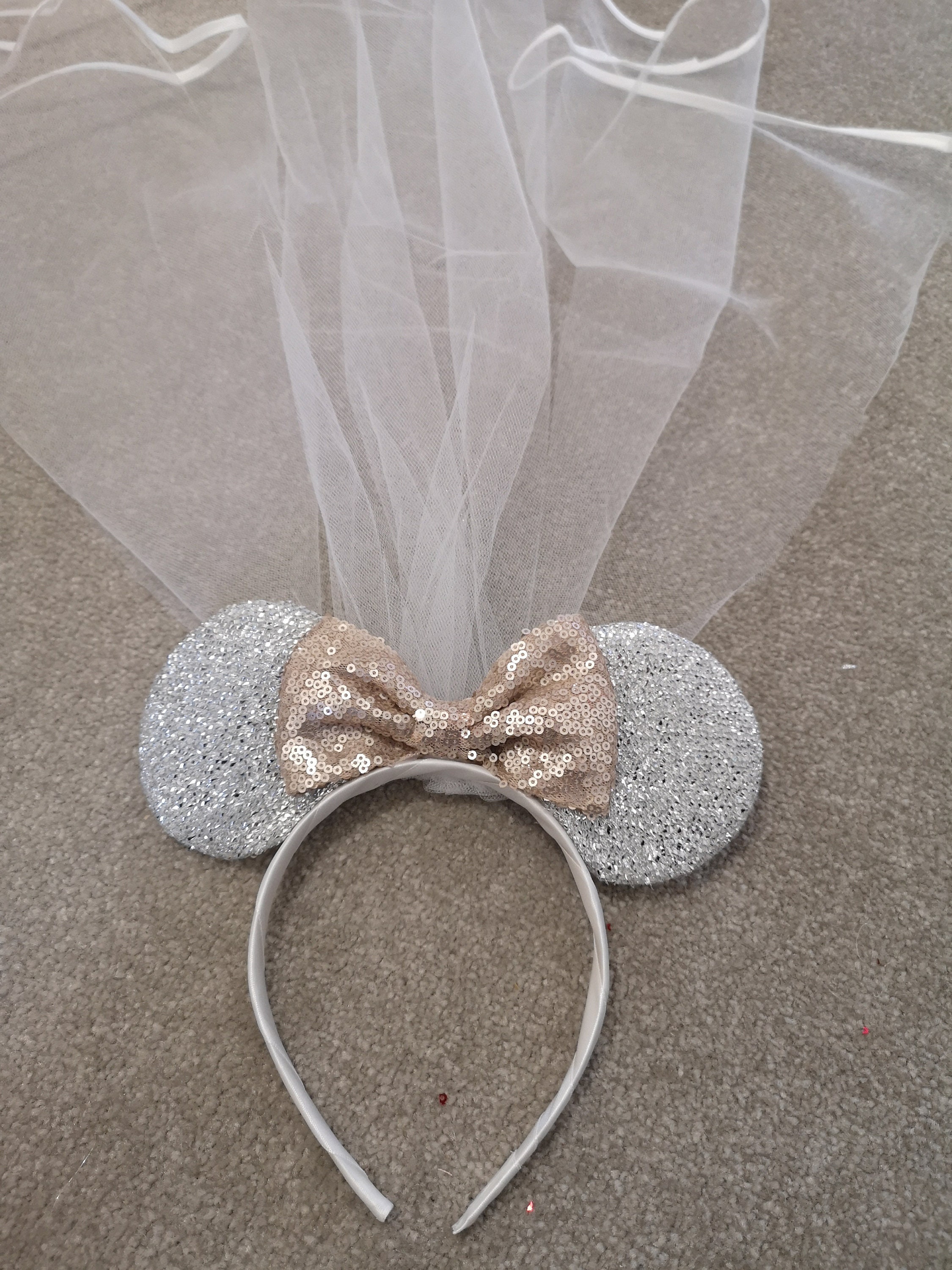 Disney Bride Ears With Veil and Any Sequin Bow DIY Bridal Party Hen ...