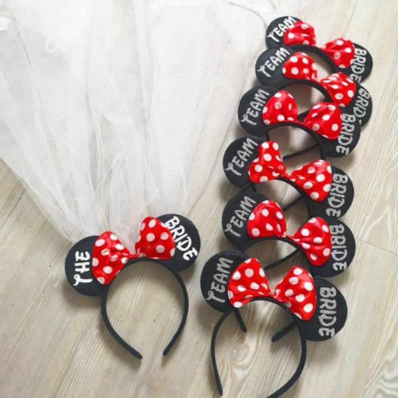 Disney Bride Hen Party Minnie Mouse Ears Bridal Party Rose - Etsy