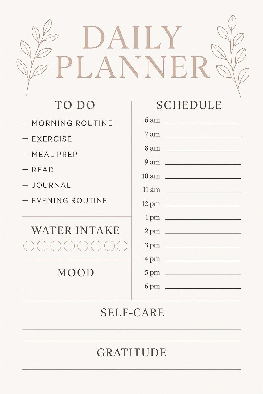 Aesthetic Daily Planner Printable | Self-care to Do List | Minimalist ...