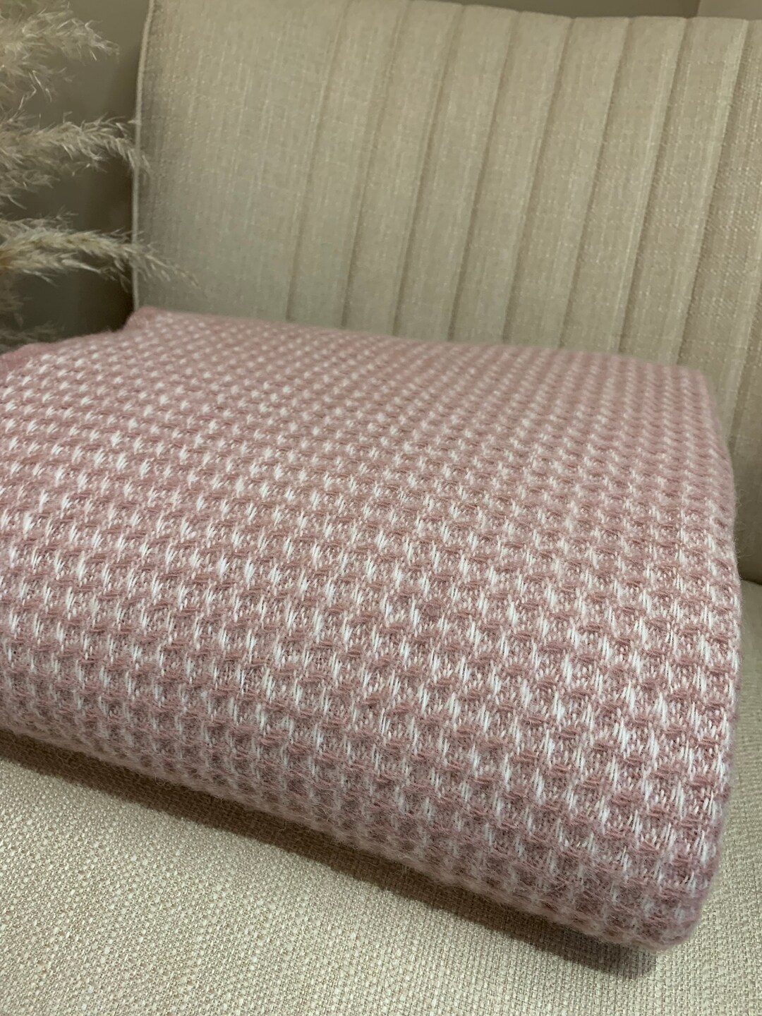 Extra Large Waffle Dusky Pink Throw - Etsy UK
