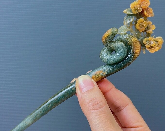 Snake Jade Haipin, Snake Hair Stick, Natural Xiu Jade, Snake Jade Hair ...