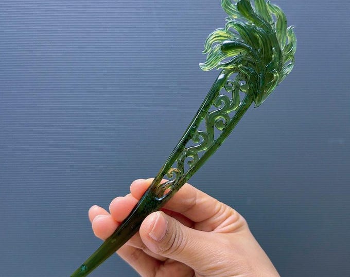 Phoenix Feathers Hairpin, Xiu Jade Hair Stick, Natrual Xiu Jade, Jade ...