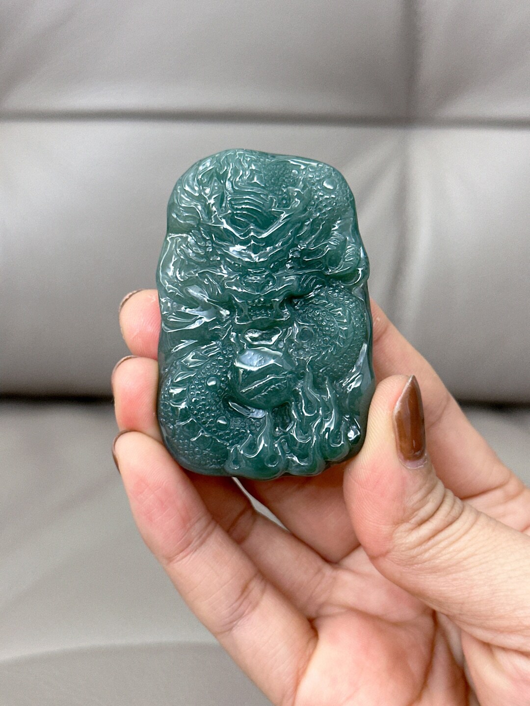 Dragon Jadeite Pendant, Chinese Dragon Jade Pendant, Certificate Grade ...