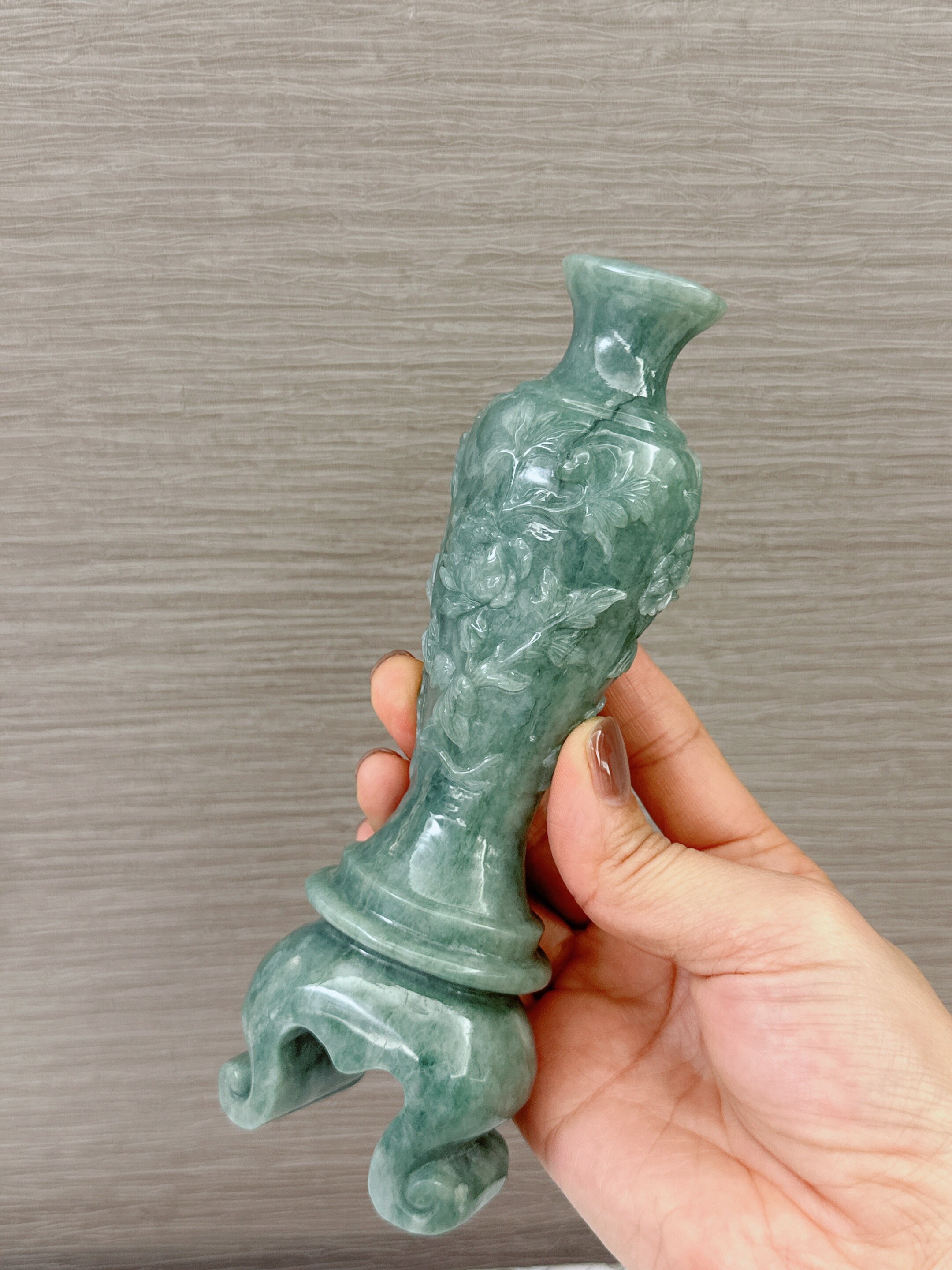 Handmade Grade A Jadeite Vase Statue: Burmese Green Jade Art - Etsy