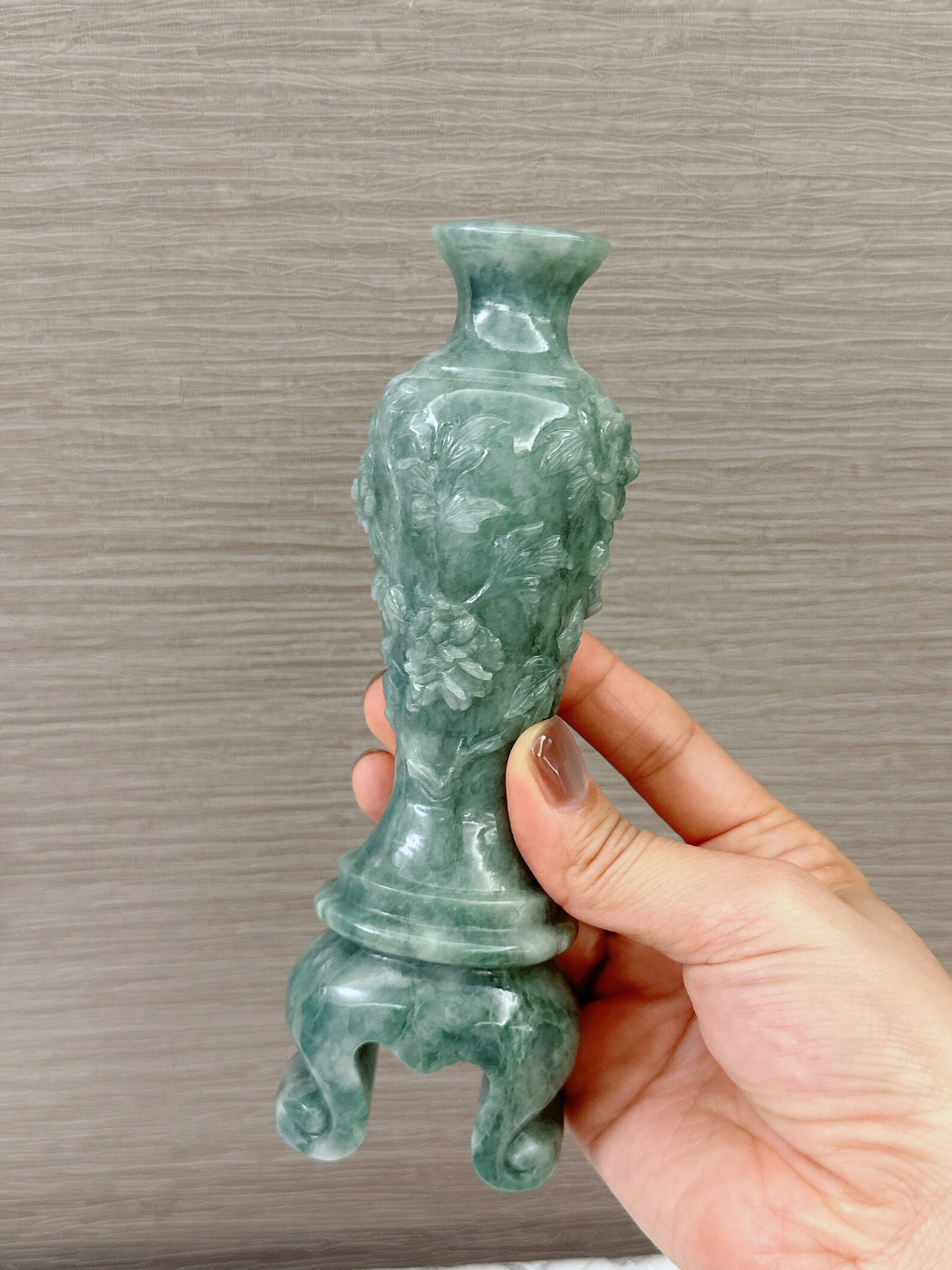 Handmade Grade A Jadeite Vase Statue: Burmese Green Jade Art - Etsy