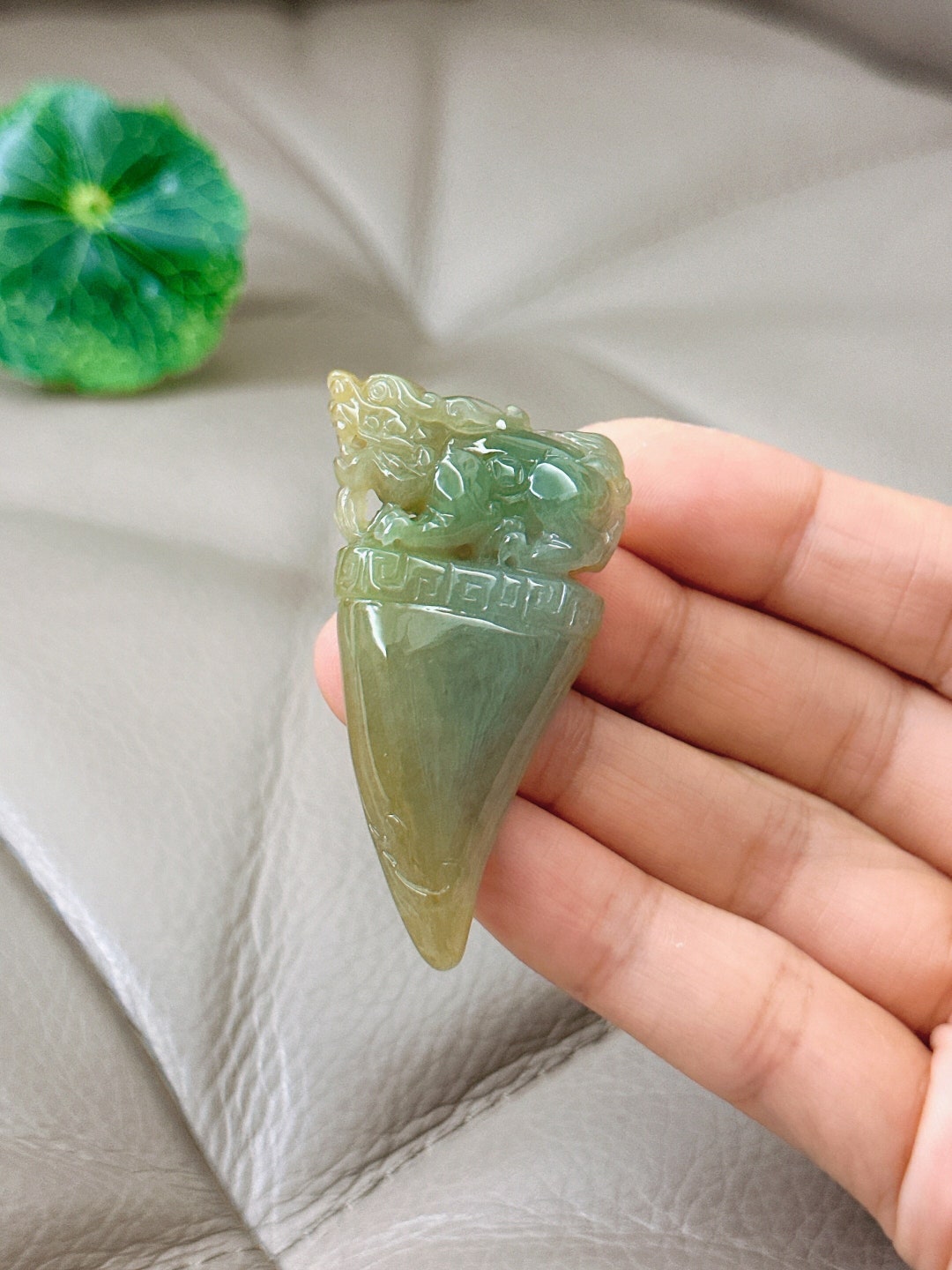 Hand Carved Pixiu Dragon Teeth Jadeite Pendant: Myanmar Grade A Jade - Etsy